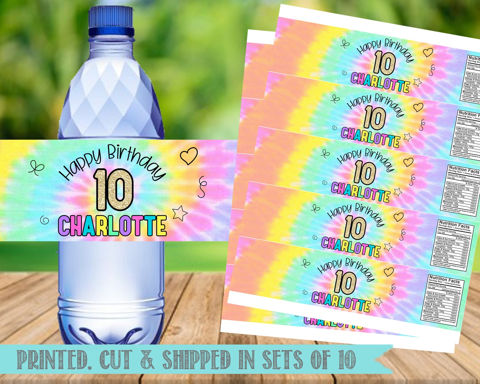 Tie Dye Water Bottle Labels Tie Dye Birthday Party-tie Dye - Etsy