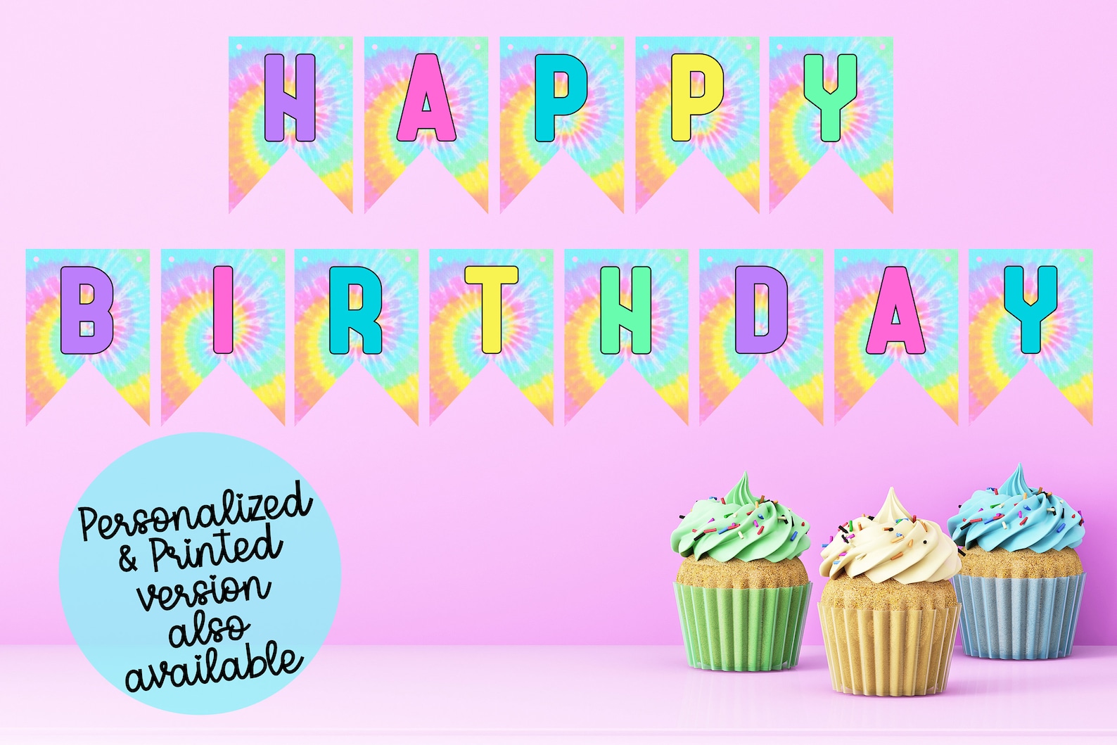 Tie Dye Happy Birthday Banner Boy Tie Dye Banner Blue Tie - Etsy