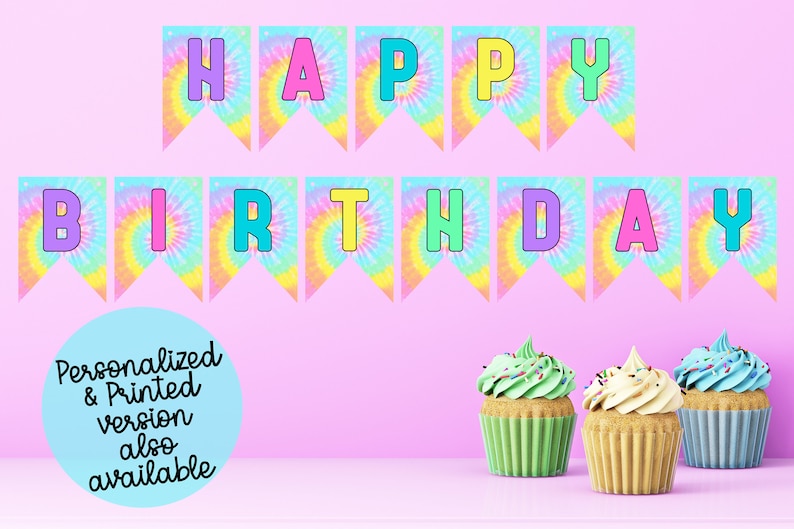 Tie Dye Happy Birthday Banner Boy Tie Dye Banner Blue Tie - Etsy