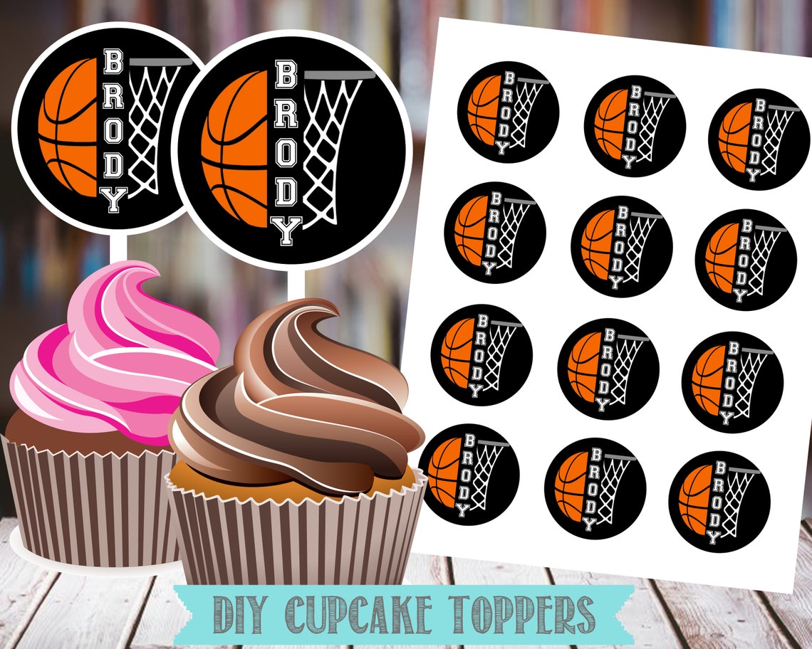 Basketball Cupcake Toppers-basketball Birthday Basketball - Etsy