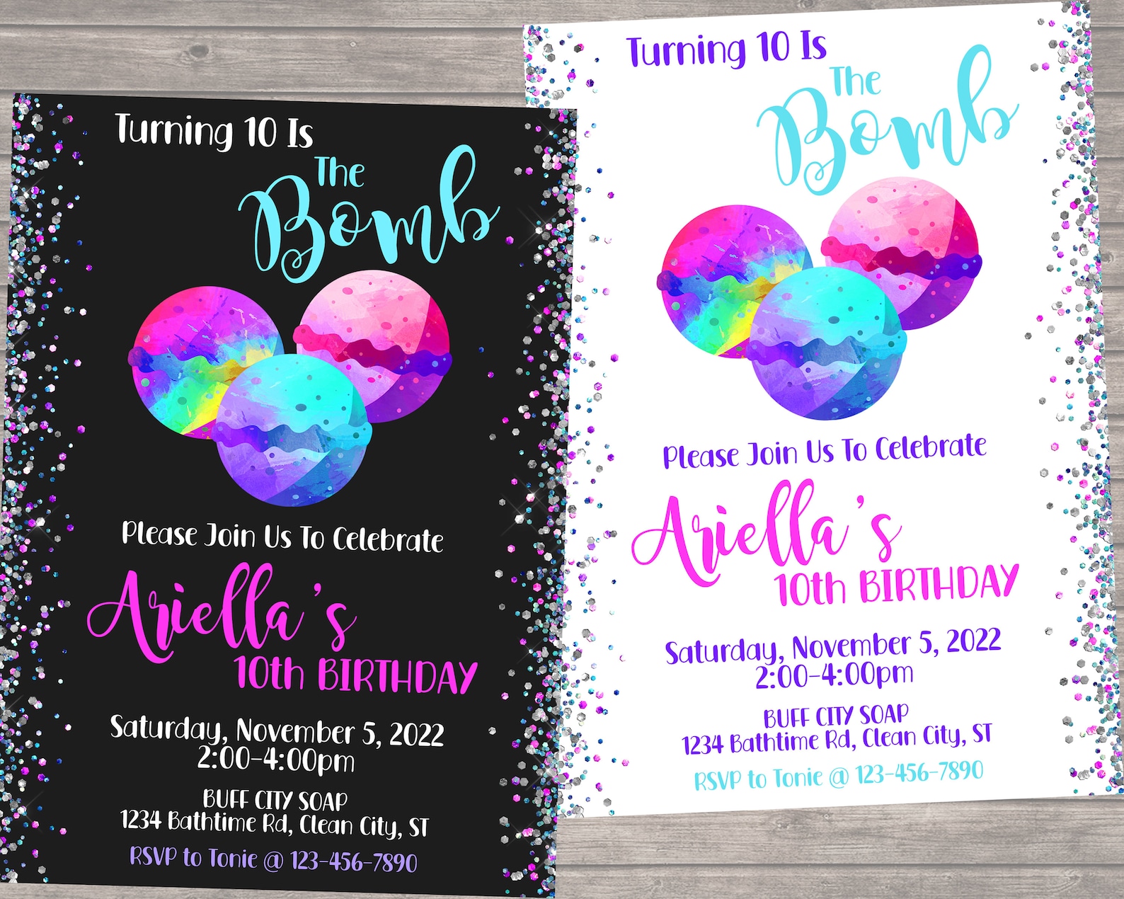 Bath Bomb Invitation Bath Bomb Birthday Invitation Bath Bomb - Etsy
