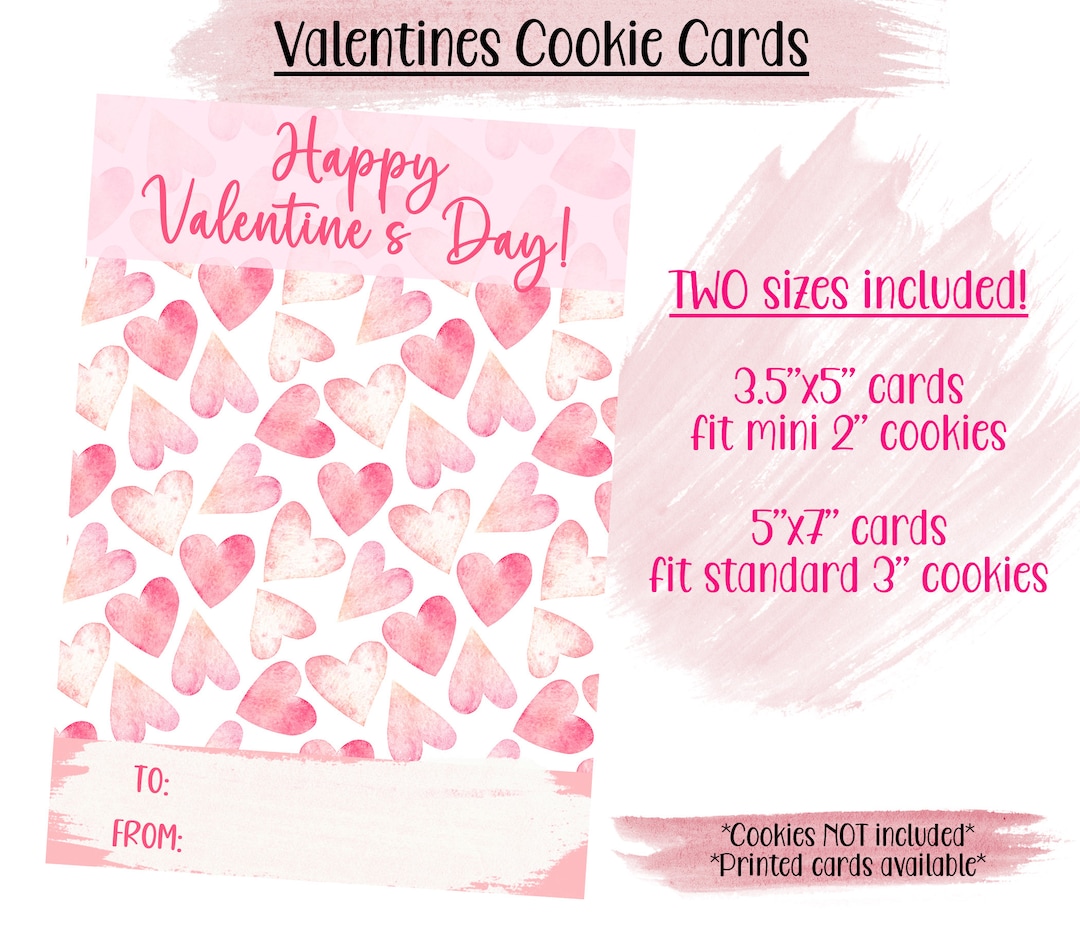 Valentines Cookie Cards - Hearts Valentines Cookie Cards- Mini Cookie ...