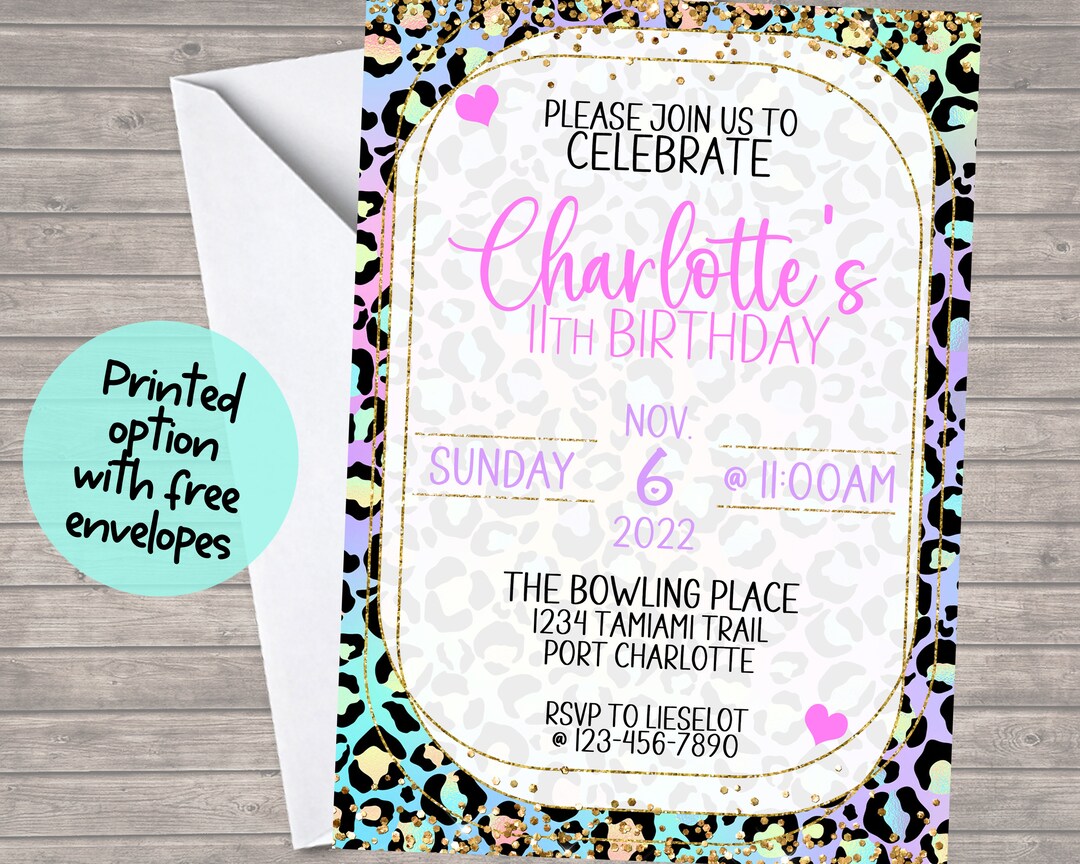 Pastel Rainbow Leopard Invitation Leopard Invitation Leopard - Etsy