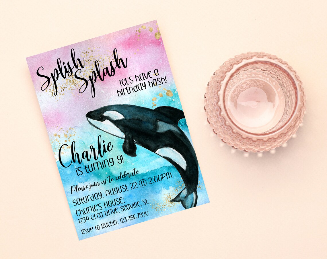 Orca Birthday Party Invitation Orca Invitation Orca - Etsy