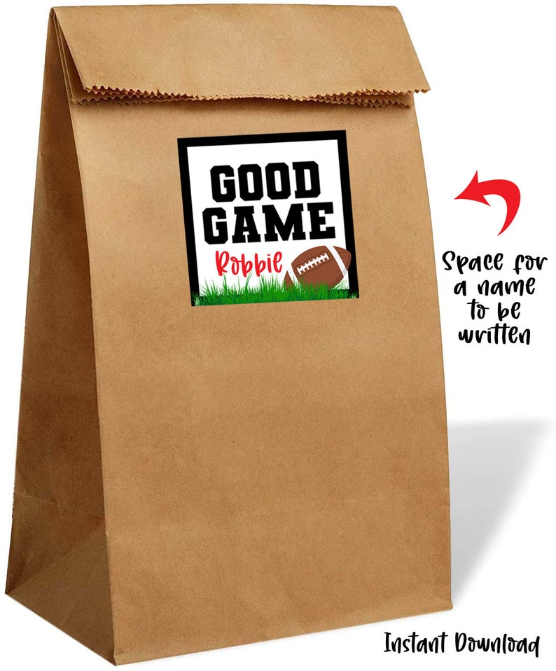 Football Game Goodie Bag Tags- Football Snack Bag Tags- Football Game ...