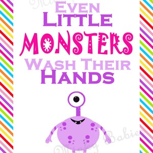 Kids Bathroom Digital Wall Art- Bathroom Rules- Monsters Theme- Unisex ...