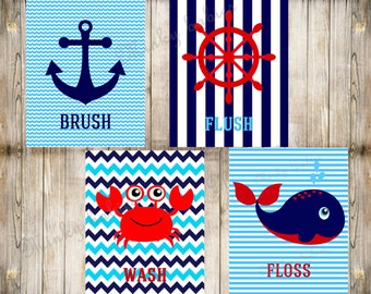 Kids Bathroom Digital Wall Art- Bathroom Rules- Pirate & Mermaid Theme ...