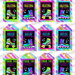Skating Party Favor Tags- Skating Thank You Tags- Skating Birthday ...