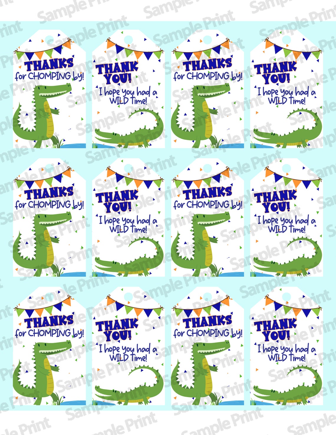 Alligator Favor Tags Alligator Thank You Tags-alligator - Etsy