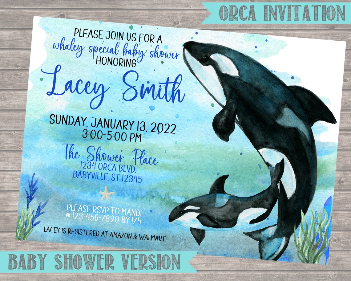 Orca Birthday Party Invitation Orca Invitation Orca - Etsy