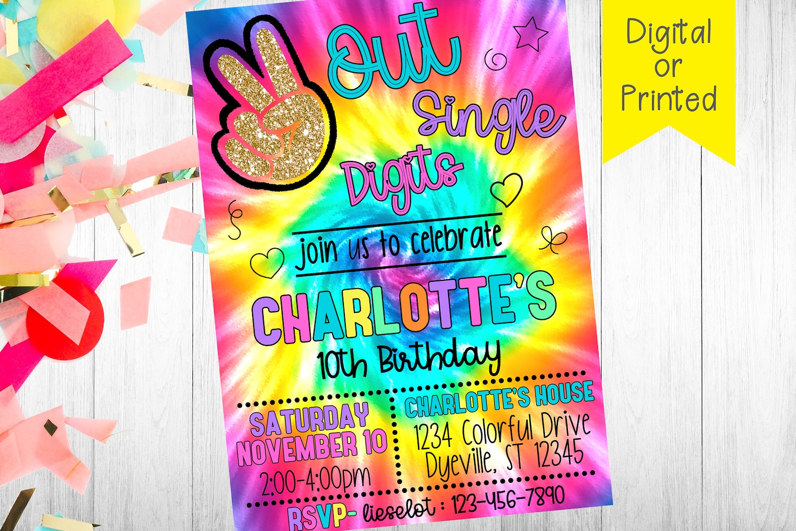 Tie Dye Birthday Party Invitation Tie Dye Invitation Tie Dye - Etsy