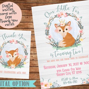 Fox Birthday Party Invitation Fox Invitation Fox First Birthday ...