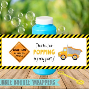 Construction Bubble Bottle Labels-construction Birthday Party Printable ...
