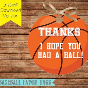 Basketball Favor Tags- Basketball Thank You Tags- Basketball Birthday ...