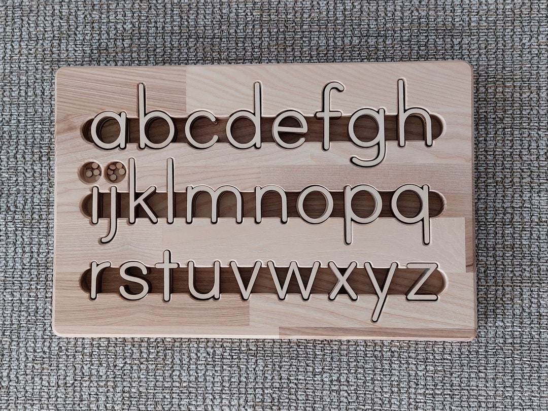Movable Alphabet of Printed Lowercase Letters With Wooden Storage Base ...