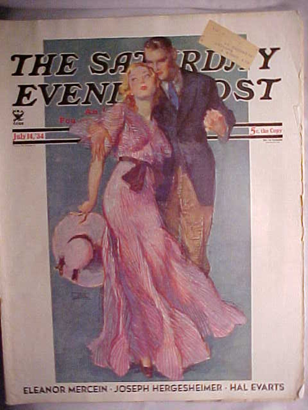 July 14, 1934 Saturday Evening Post Magazine Cover Art by John La Gatta ...