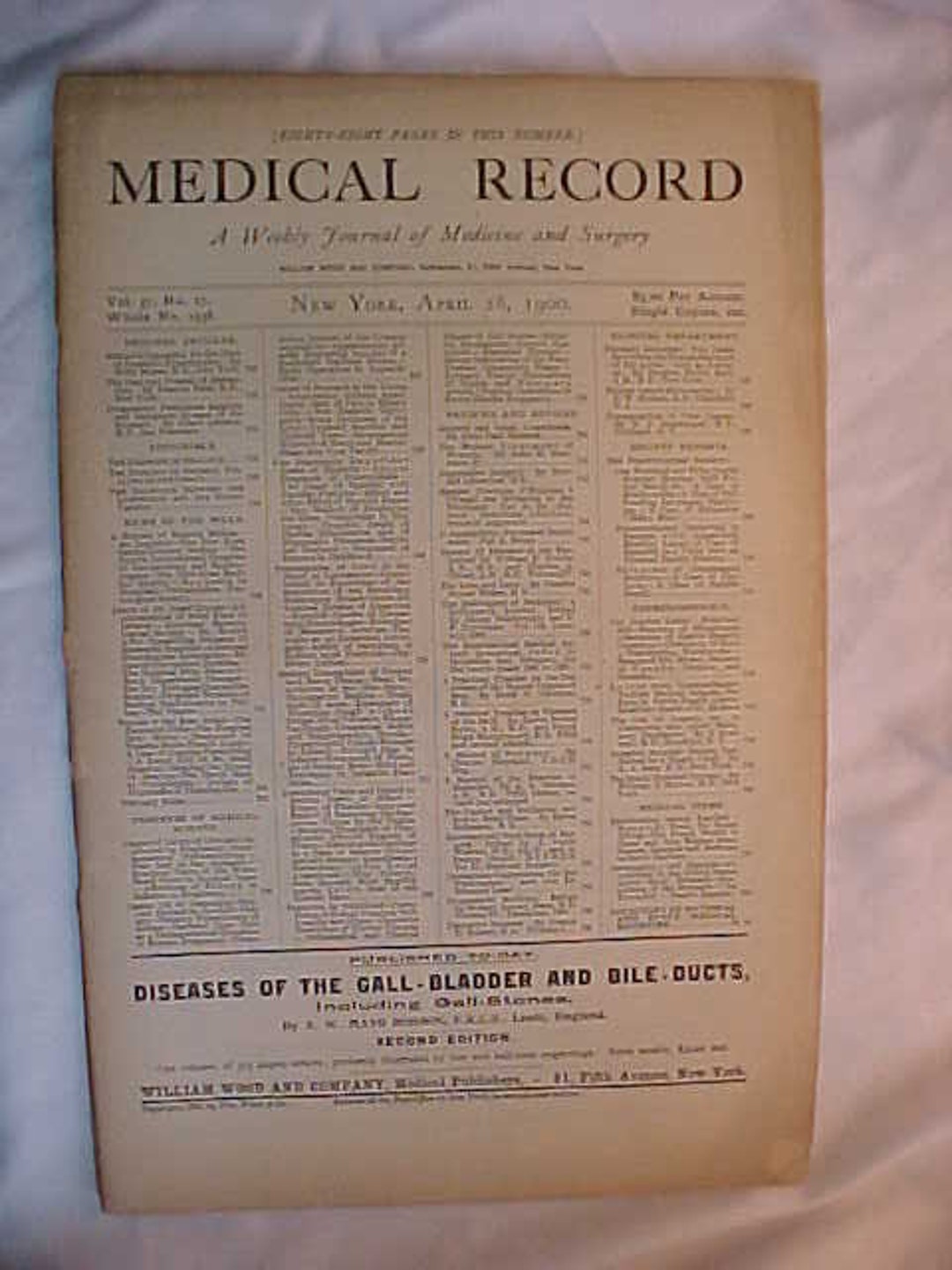 April 28, 1900 Medical Record a Weekly Journal of Medicine and Surgery ...