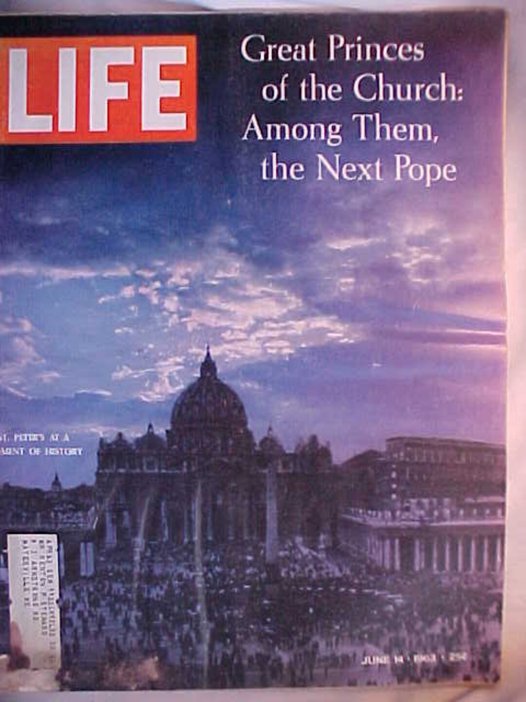 June 14, 1963 LIFE Magazine With St. Peter's Church Pope on the Cover ...