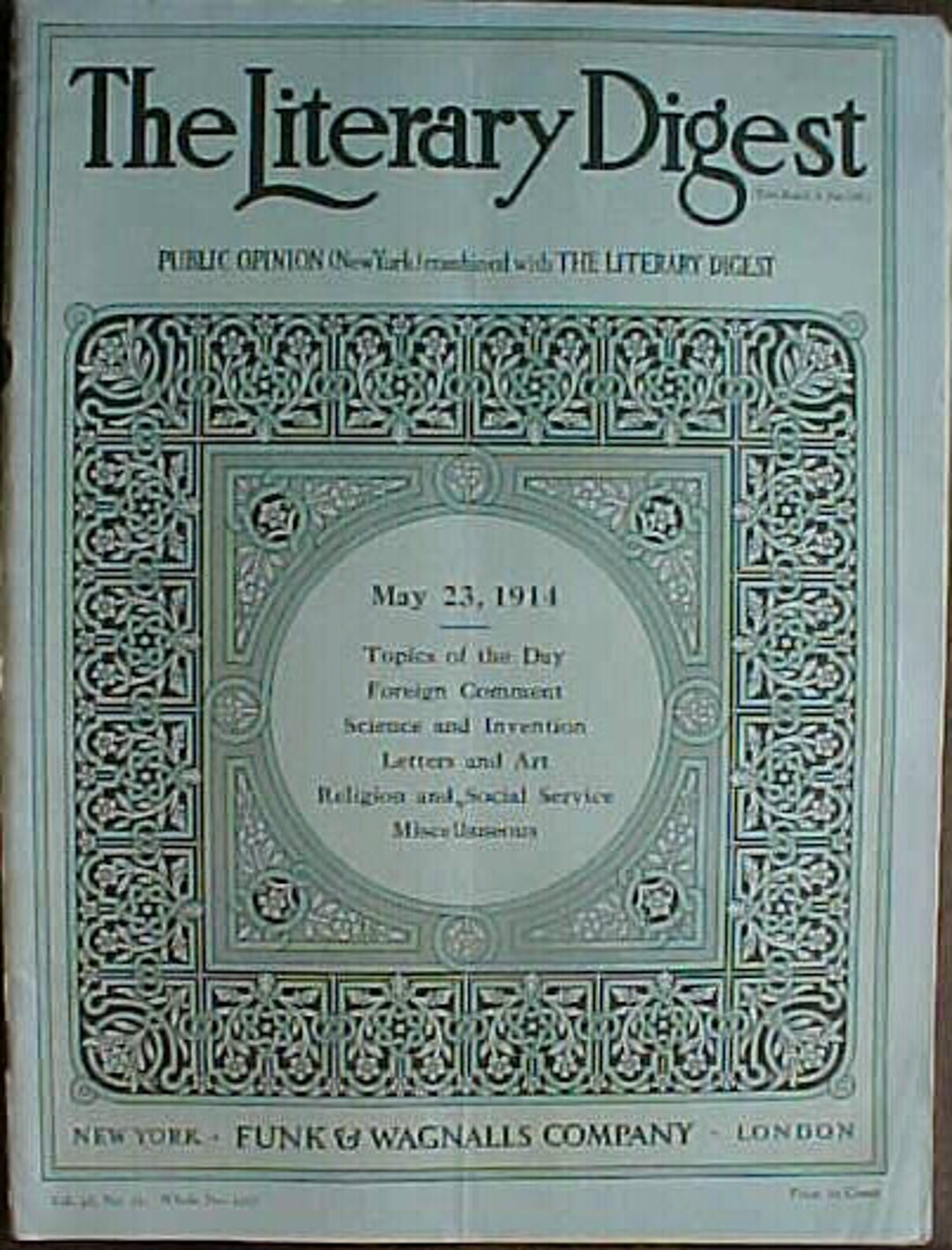 May 30 1914 the Literary Digest Magazine With Full Page Ads Has 40 Plus ...