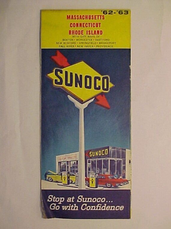 1962-63 Sunoco Oil Co. Folded Gas Station Road Map of | Etsy