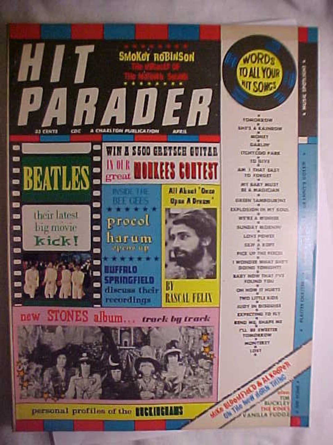 April 1968 Hit Parader Music Song & Band Hits Magazine With Rolling ...