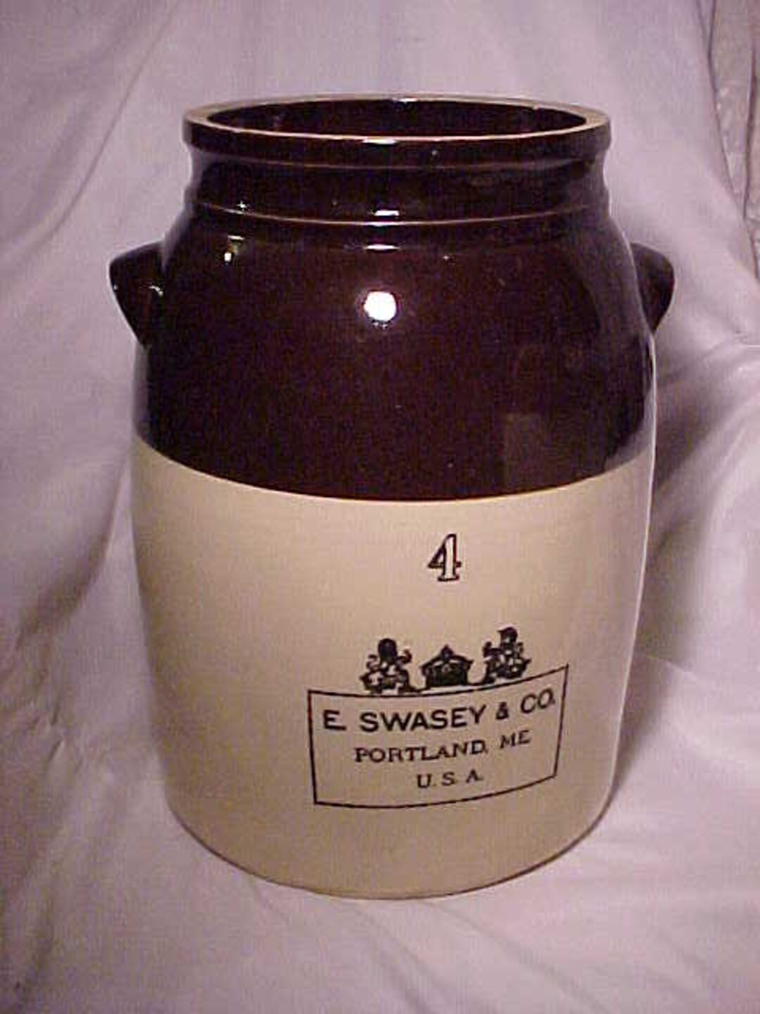 C1890-1920 4 Gallon Stoneware Butter Churn Crock E. Swasey & Co ...