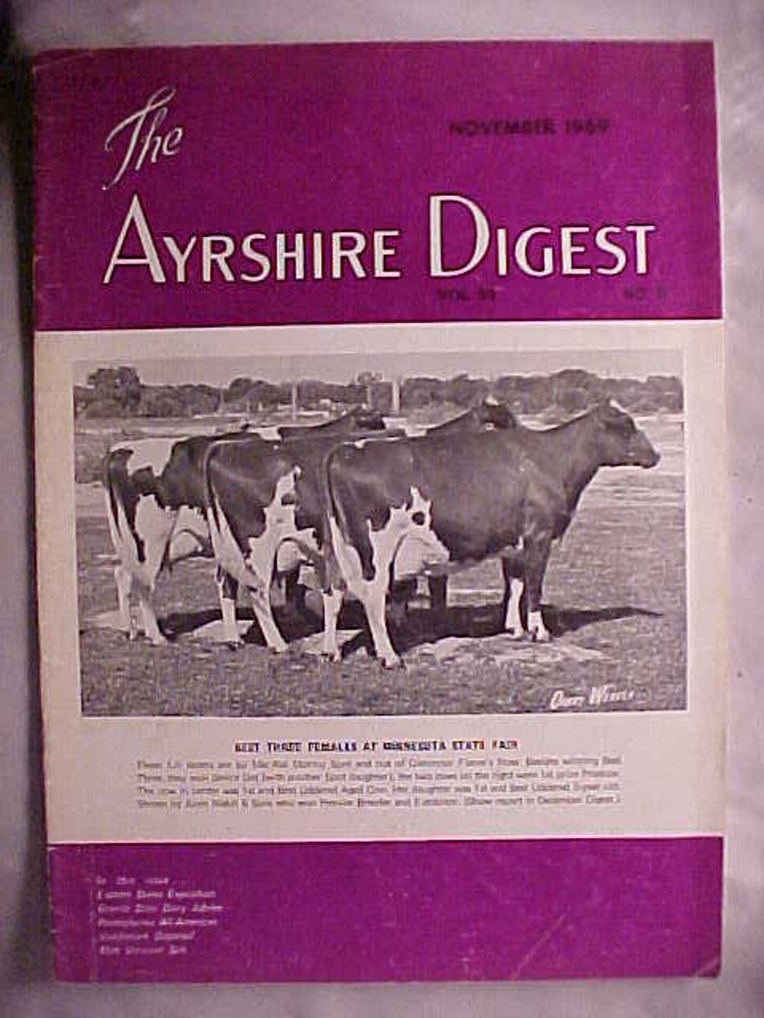November 1969 the Ayrshire Digest Magazine the Ayrshire Breeders ...
