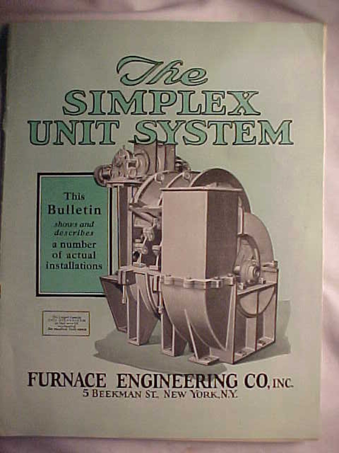 C1920s the Simplex Unit System Furnace Engineering Co. New York Catalog ...