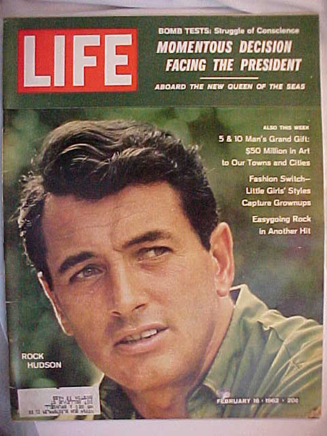 February 16, 1962 LIFE Magazine With Rock Hudson on the Cover Has 94 ...