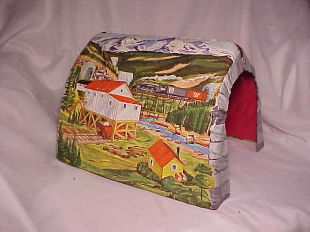 C1950s Marx Tin Western Scene Metal Railroad Tunnel O Gauge Model Train ...
