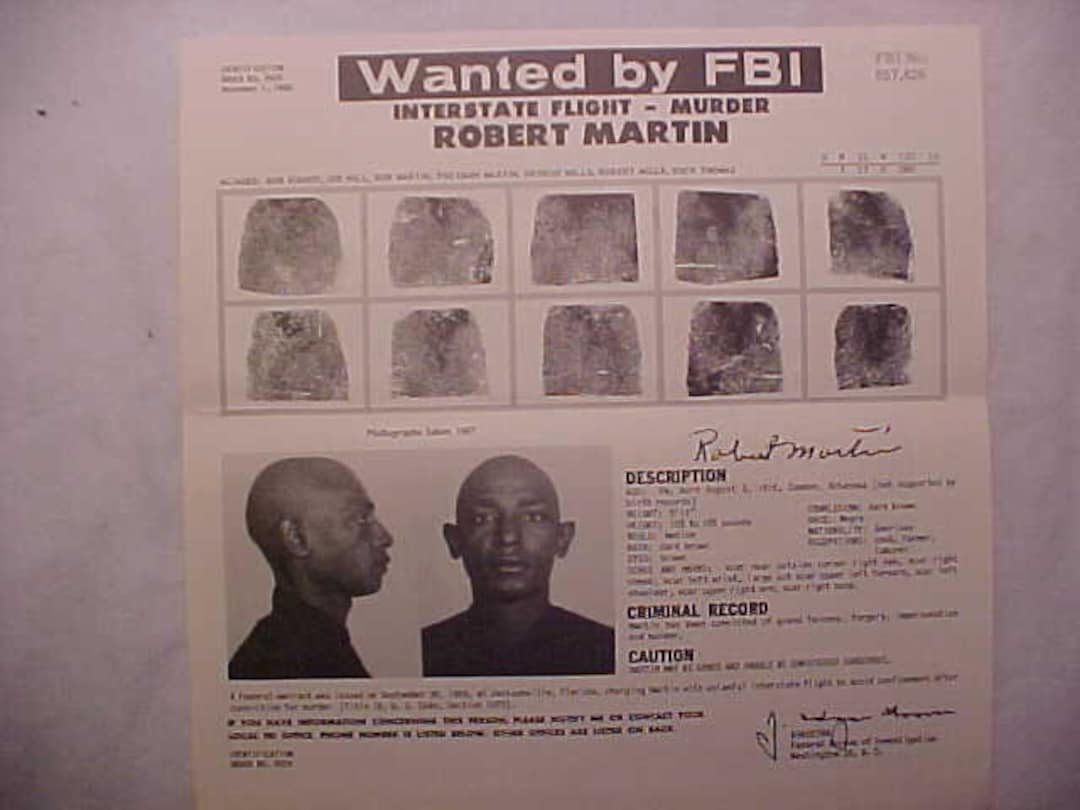 November 1 1960 Wanted by FBI Poster Mailer of Robert Martin - Etsy