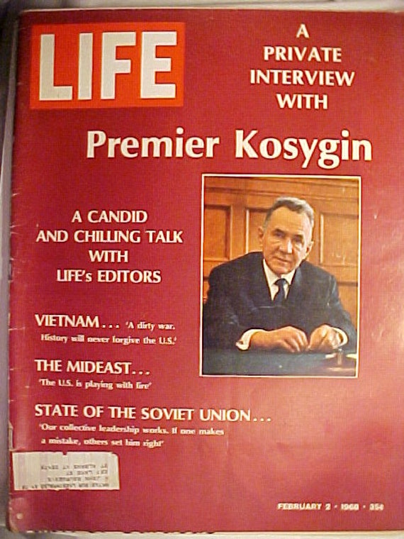 February 2 1968 LIFE Magazine with Aleksei Kosygin on the | Etsy