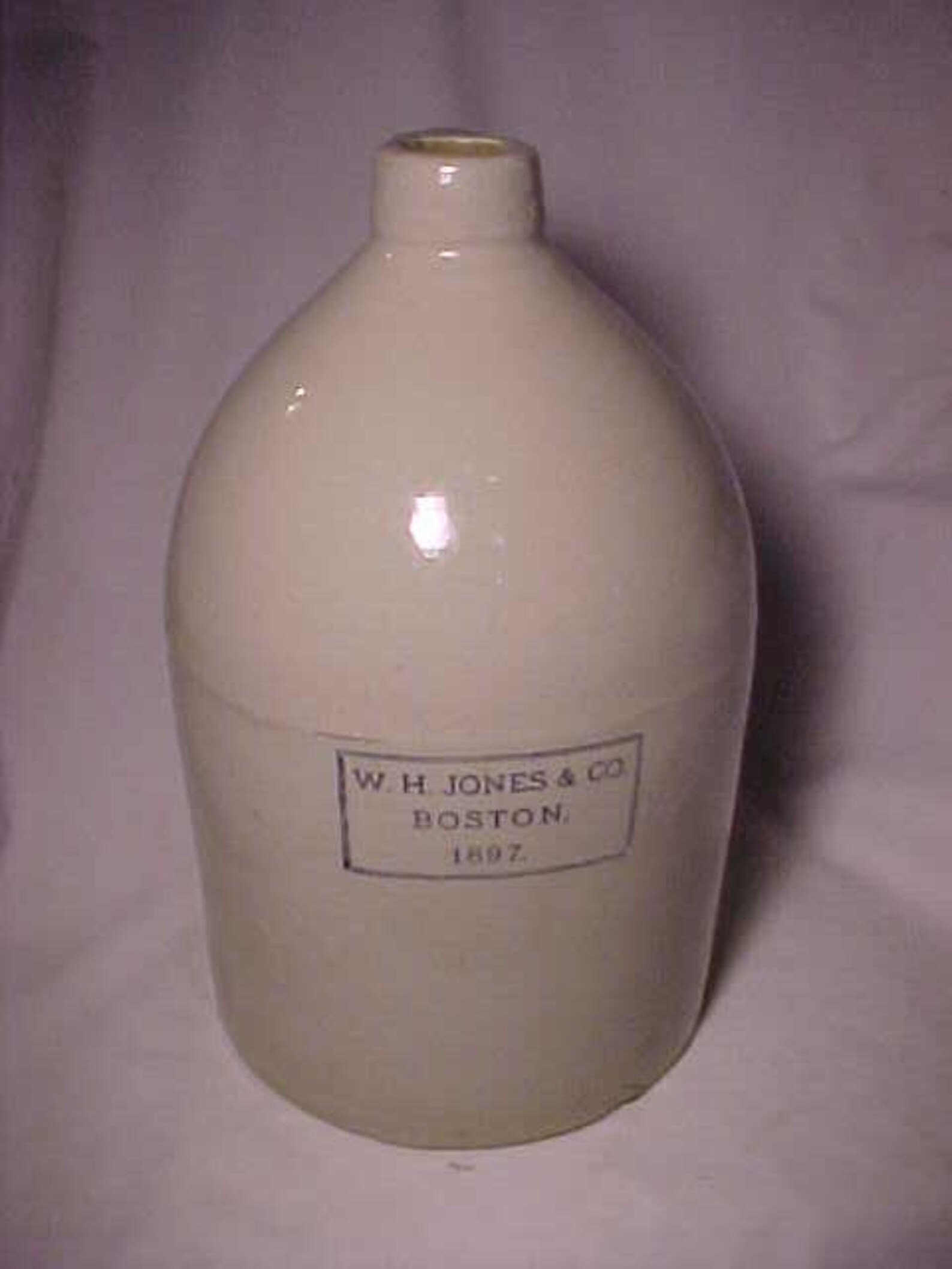 1897 W. H. Jones & Co. Boston, Mass. One Gallon Stoneware Cream Glaze ...
