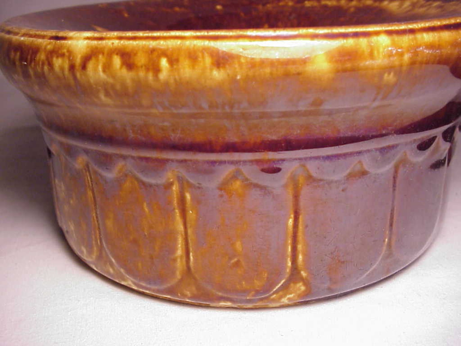 C1890s Bennington or Rockingham Spongeware Stoneware Spitoon, Vermont ...