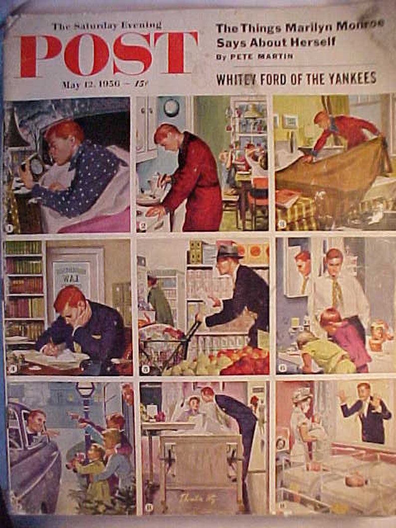 May 12, 1956 Saturday Evening Post Magazine Cover Art by Thornton Utz Has 136 Pages of Ads and ...