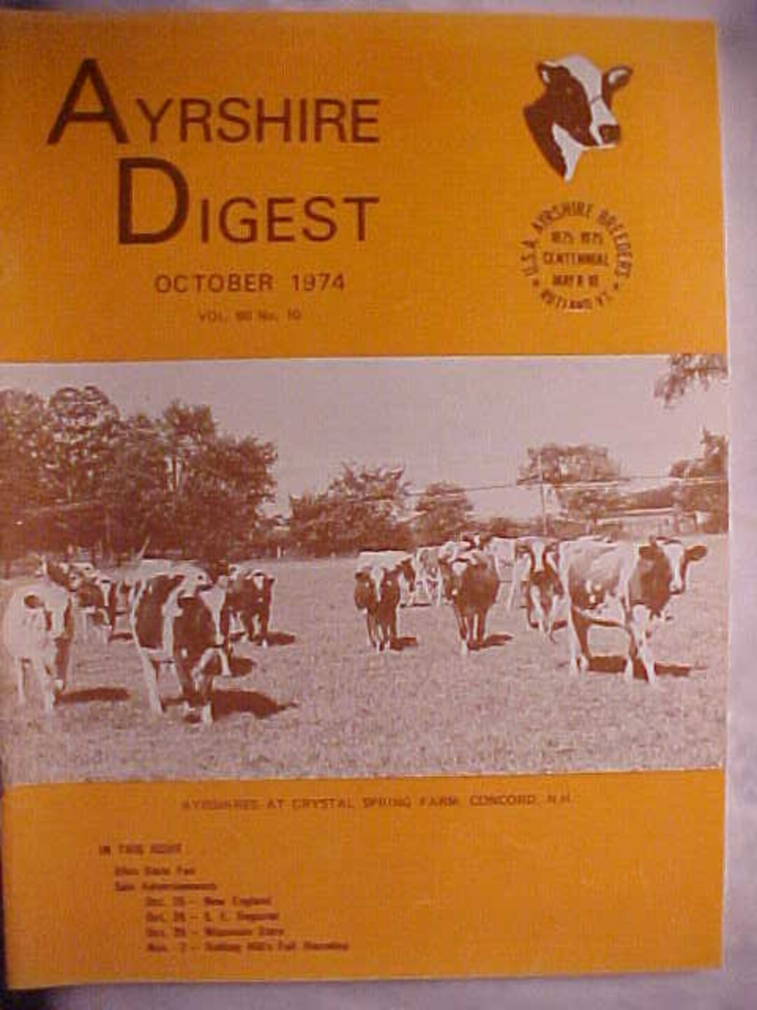 October 1974 the Ayrshire Digest Magazine the Ayrshire Breeders ...