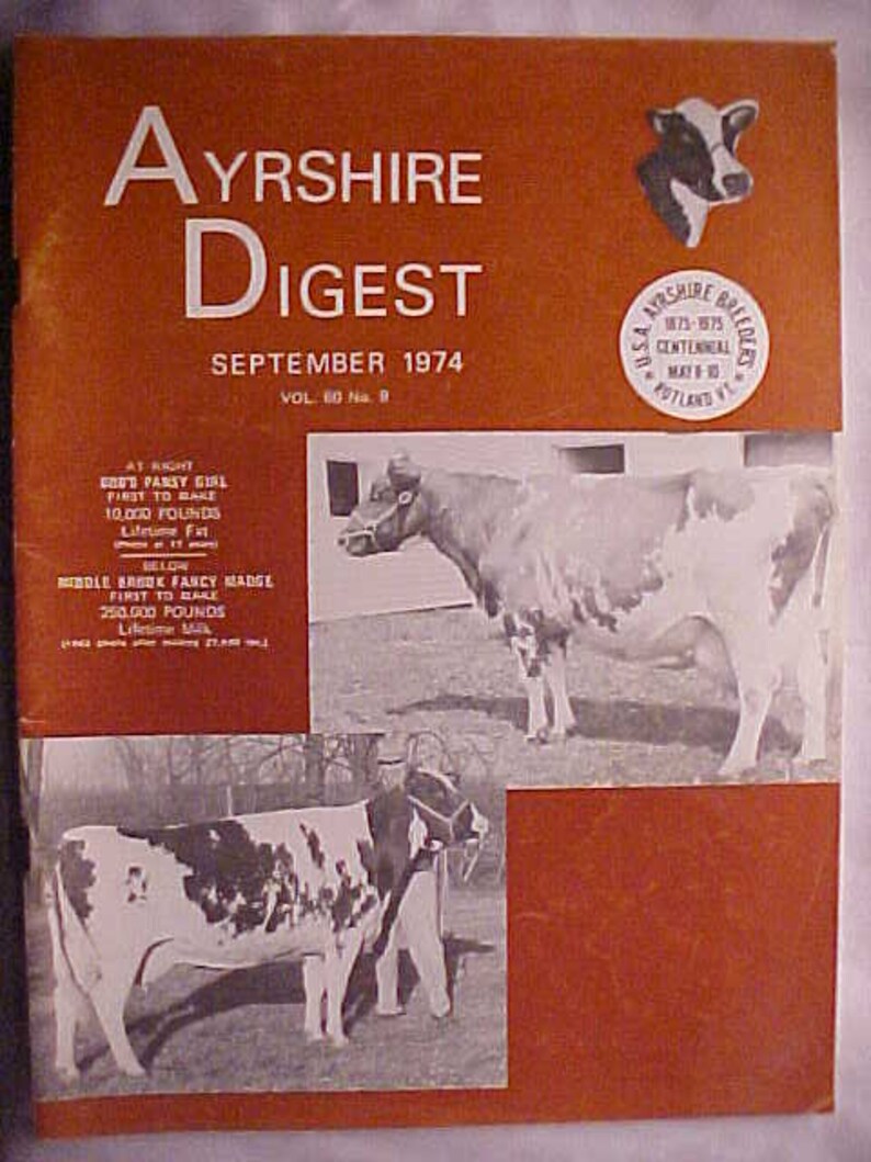 September 1974 the Ayrshire Digest Magazine the Ayrshire Breeders ...