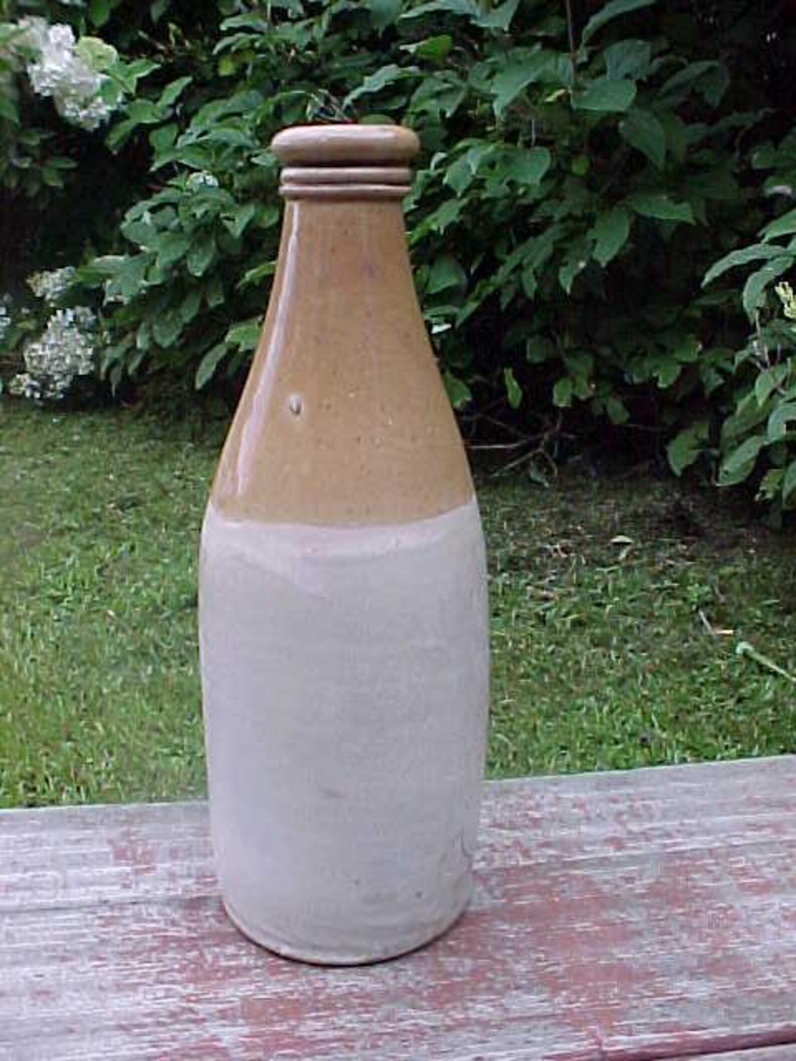 C1870-1890s Tan and Cream Color Stoneware Beer, Porter or Ale Bottle ...