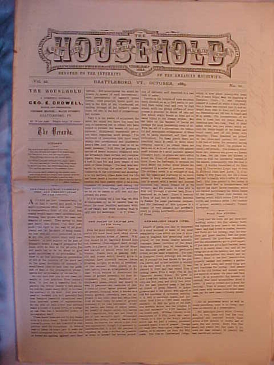 October 1889 the Household Magazine Brattleboro, VT., Devoted to the ...