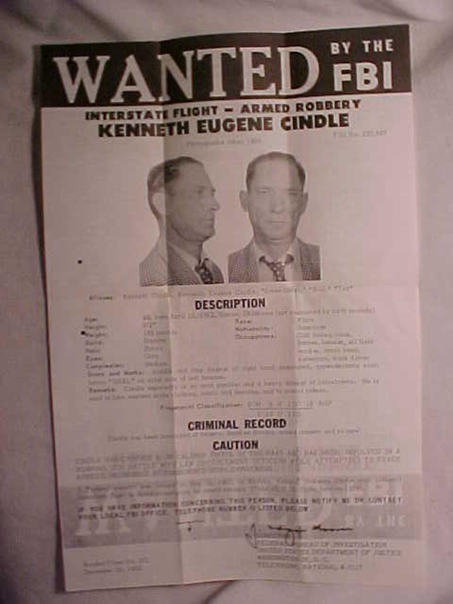 December 20 1960 Wanted by FBI Poster Mailer of Kenneth - Etsy