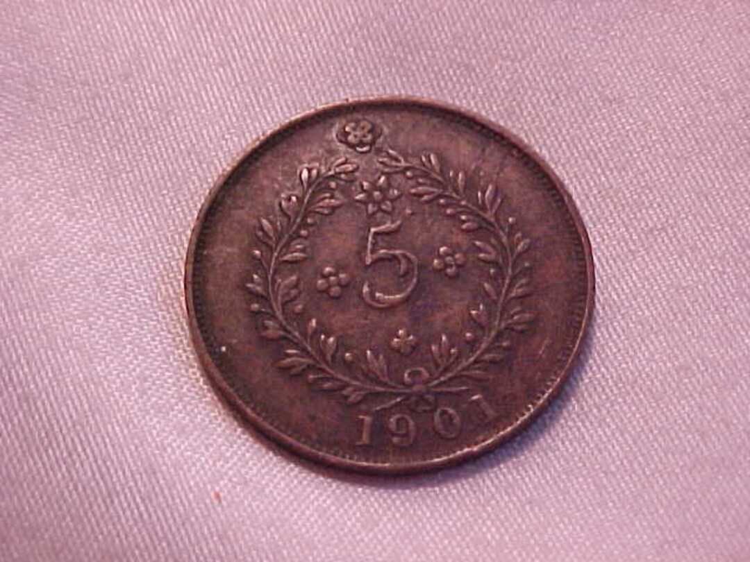 1901 Carlos I. Rei De Portugal 5 Antique Portuguese Portugal Copper ...