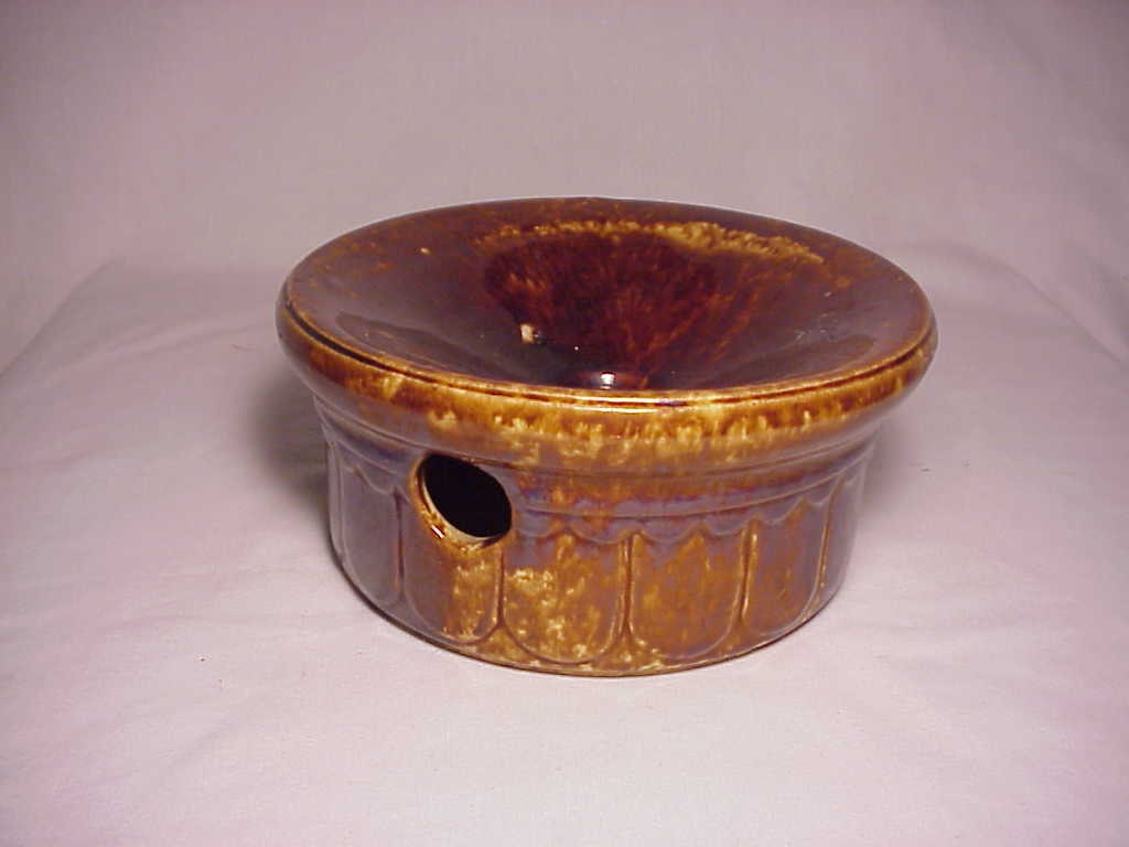 C1890s Bennington or Rockingham Spongeware Stoneware Spitoon, Vermont ...