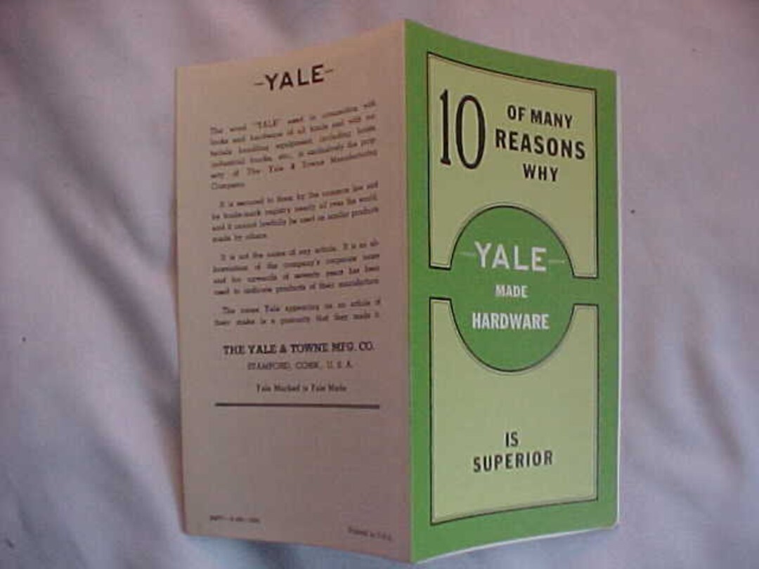 1939 10 of Many Reasons Why Yale Made Hardware is Superior Advertising ...