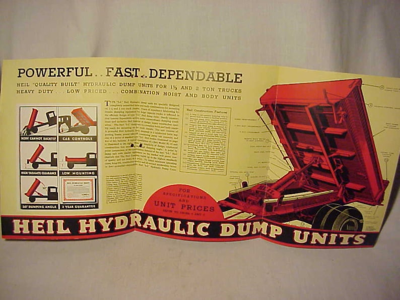 1935 Heil Hydraulic Dump Truck Dump Units for 1 1/2-2 Ton | Etsy
