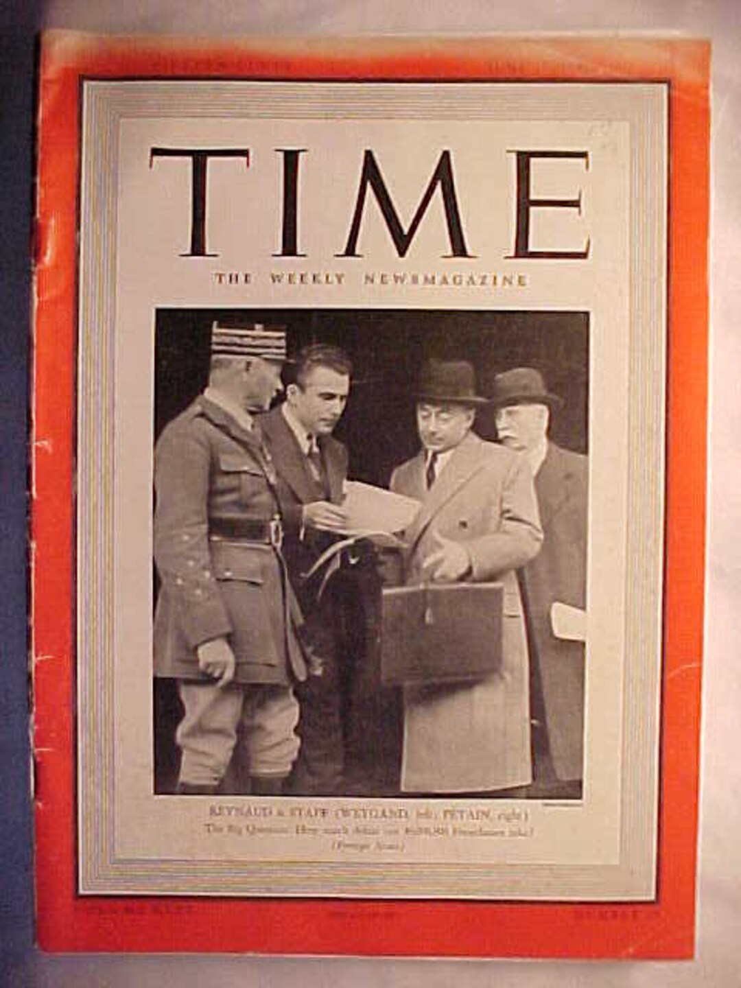 June 17, 1940 TIME Magazine With Reynaud & Staff Weygand and Petain on ...