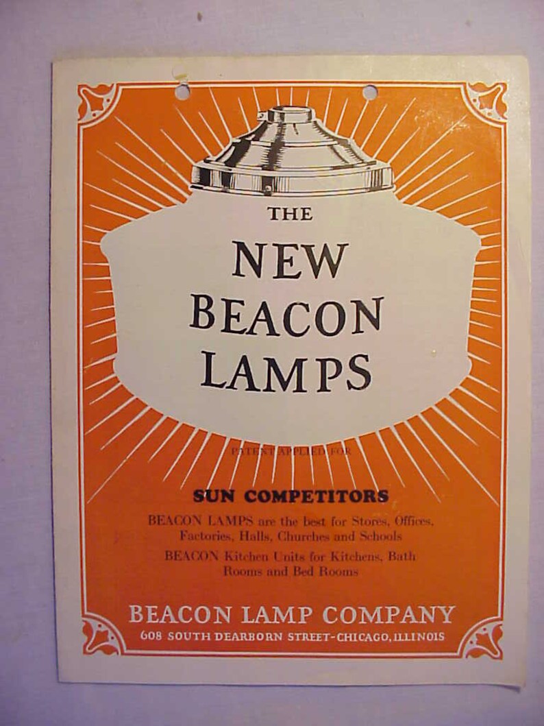 C1920s the New Beacon Lamps Beacon Lamp Company Chicago, Illinois ...