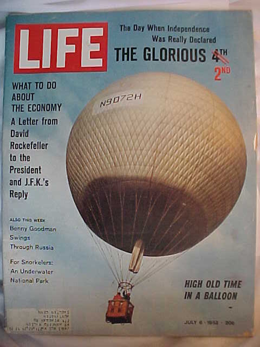 July 6, 1962 LIFE Magazine With Hot Air Balloon on the Cover Has 80 ...