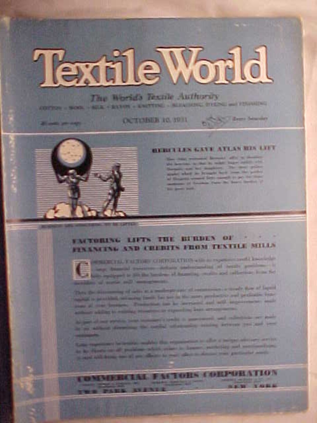 October 10, 1931 Textile World Magazine the World's Textile Authority ...