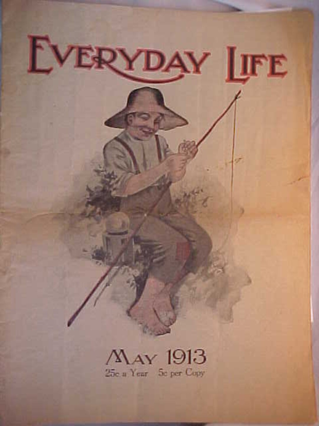 May 1913 Everyday Life Magazine Chicago, Illinois With Boy Fishing ...