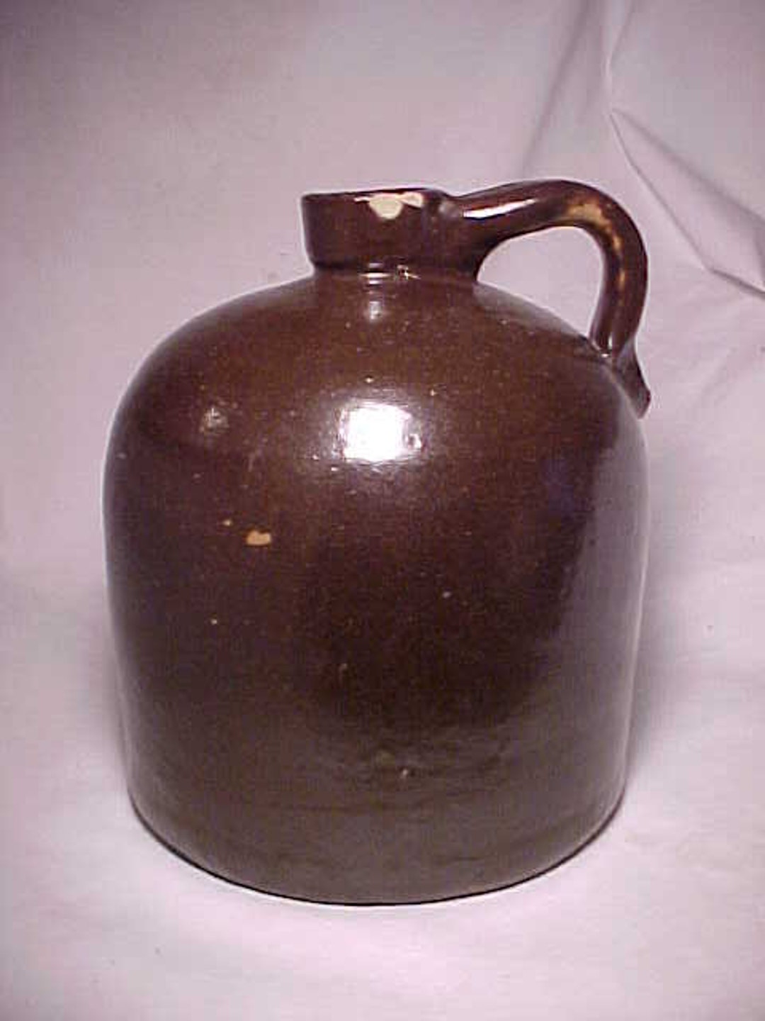 C1880-90s 1/2 Gallon Size Stoneware Dark Brown Slip Glaze Jug, Country ...